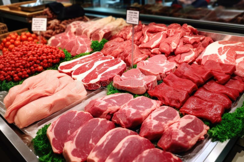 Various High-quality Meats in a Meat Department Stock Image - Image of ...