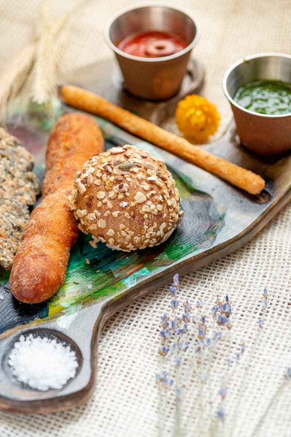 Various Home-made Breads and Pastries on a Tray Stock Image - Image of ...