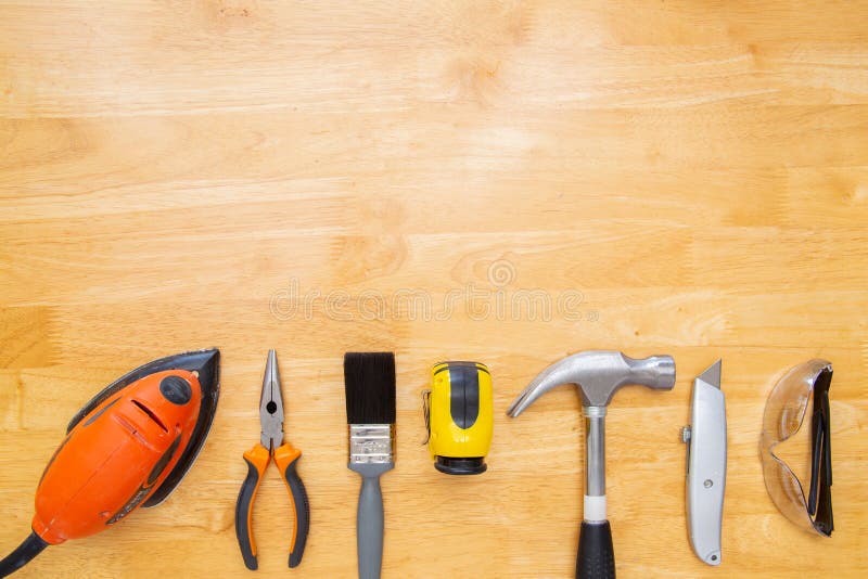 Various Tools Sit on a Kitchen Table Stock Image - Image of knife ...