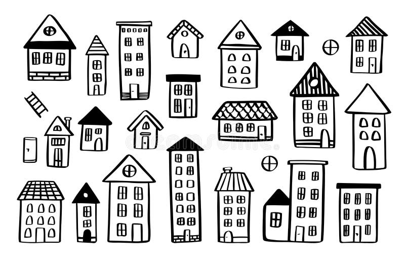 Various Houses Doodle Set. Vector Hand Drawn Doodle Style Stock Vector ... Various Houses Doodle Set. Vector Hand Drawn Doodle Style Stock Vector ...