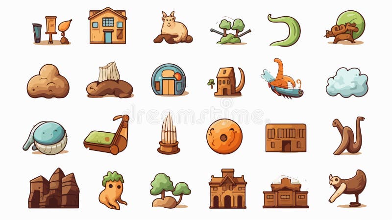 Various Icon Sets Cartoon Vector Illustration Stock Vector ...