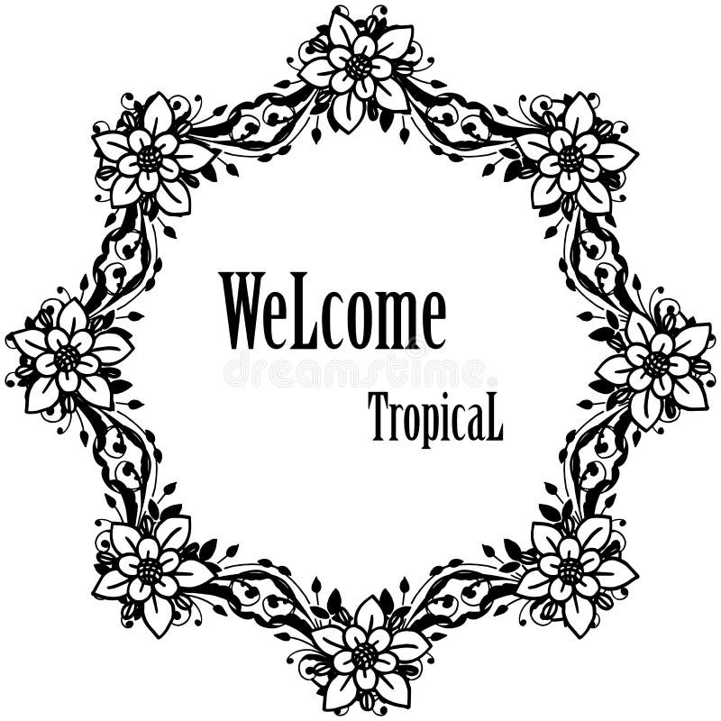 Various Illustration Beautiful Flower Frame with Writing Wellcome ...