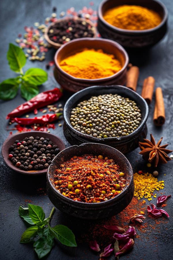 Various Indian Spices on the Table. Selective Focus Stock Image - Image ...