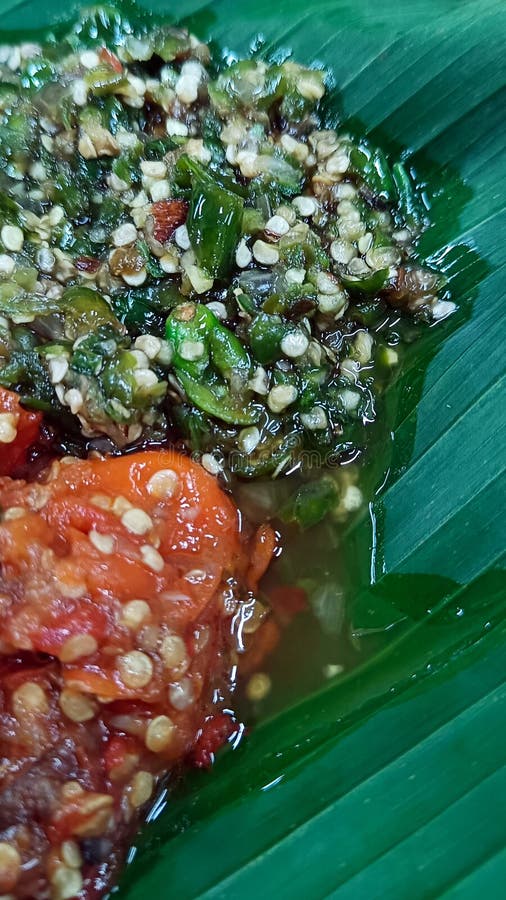 Various Indonesian Red and Green Sambal on a Plate Stock Photo - Image ...