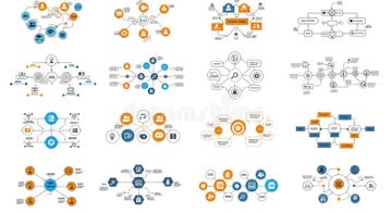 Various Infographic Designs Featuring Interconnected Diagrams and ...
