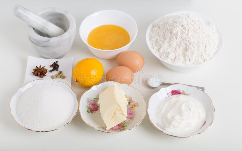 Various Ingredients for Baking Cake. Stock Photo - Image of marble ...