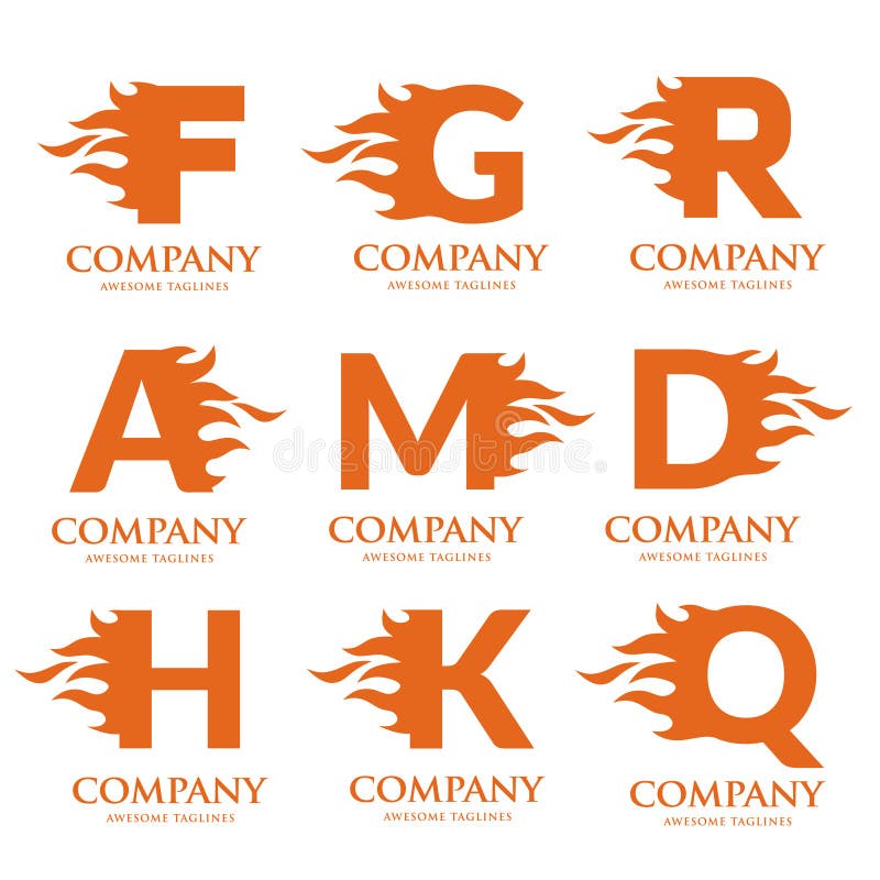 Fire Letter with Burn Flame Style Logo Stock Vector - Illustration of ...