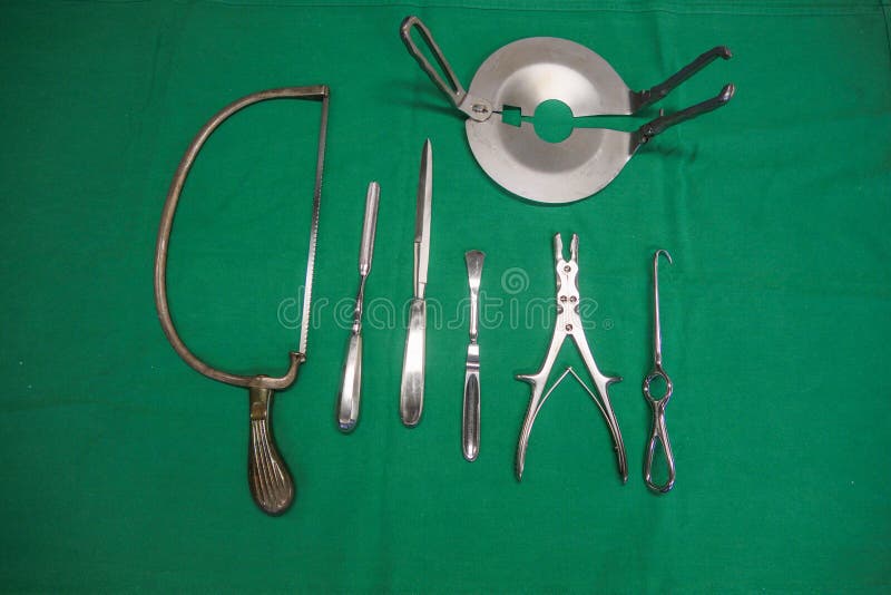 Various Instruments for an Amputation Lie on a Surgical Cloth Stock ...