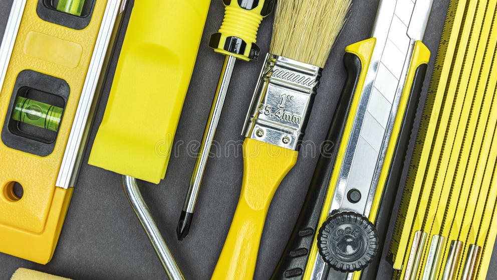 Different Instruments and Working Tools for House Renovation. Top View ...