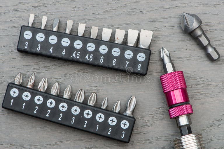 Various Interchangeable Screwdriver Bits. Stock Photo - Image of ...