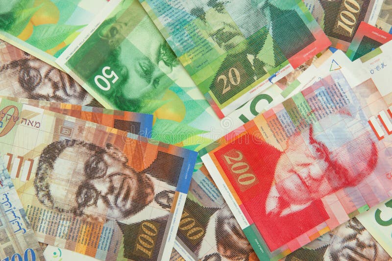 Various Israeli Shekel Notes with the New Fifty Note Stock Image ...