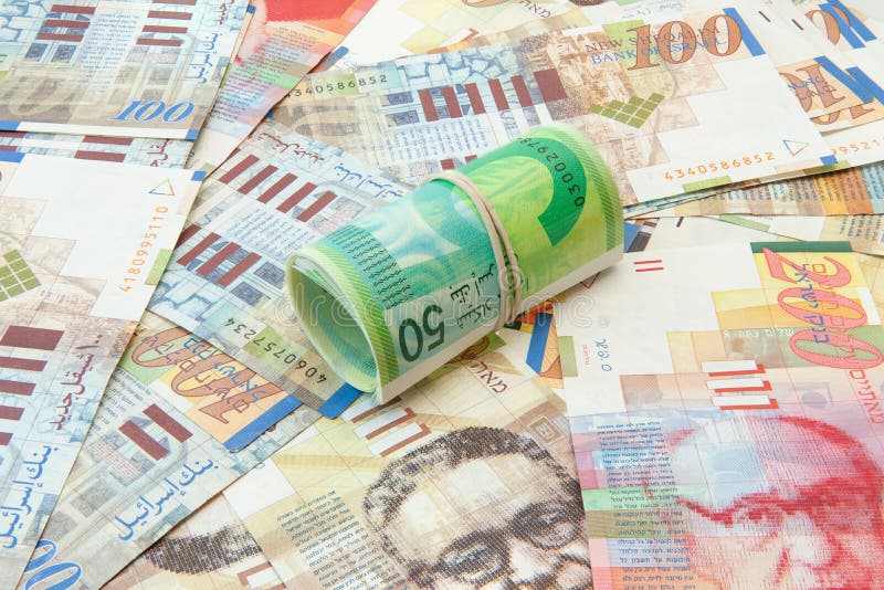 Various Israeli Shekel Notes with the New Fifty Note Stock Image ...