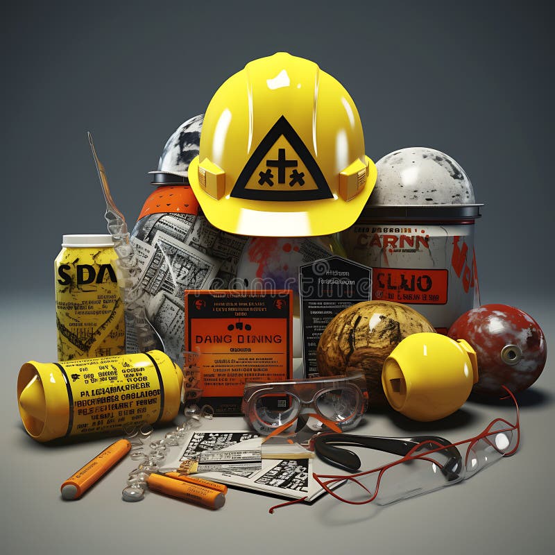 A Group of Objects on a Table Stock Illustration - Illustration of text ...