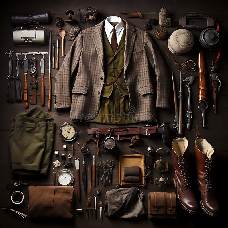 A Group of Objects Arranged in a Table Stock Illustration ...