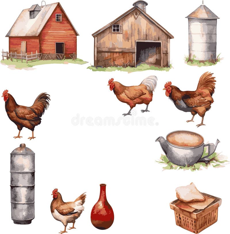 Various Items from the Farm.Instruments and Food Stock Vector ...
