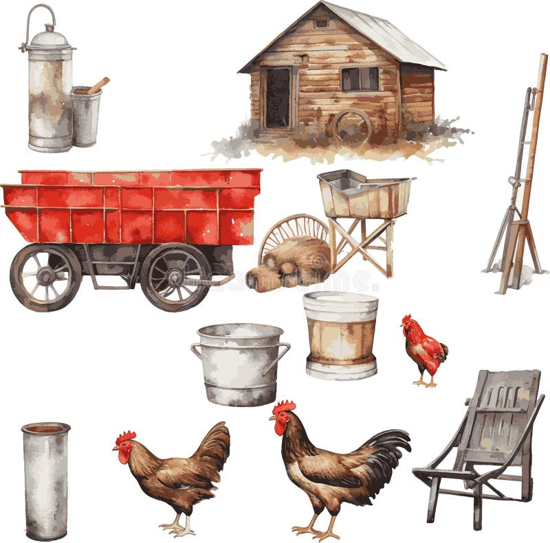 Various Items from the Farm.Instruments and Food Stock Vector ...