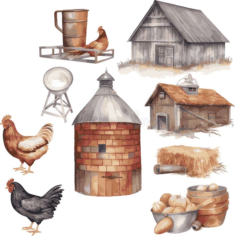 Various Items from the Farm.Instruments and Food Stock Vector ...