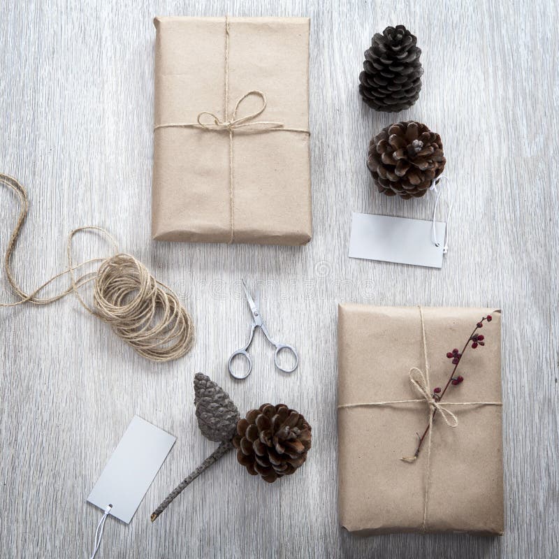 Various Items for Gift Wrapping are on the Table. Stock Image - Image ...