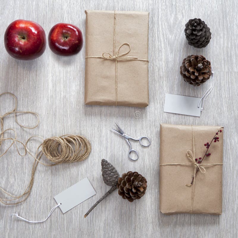 Various Items for Gift Wrapping are on the Table. Stock Photo - Image ...