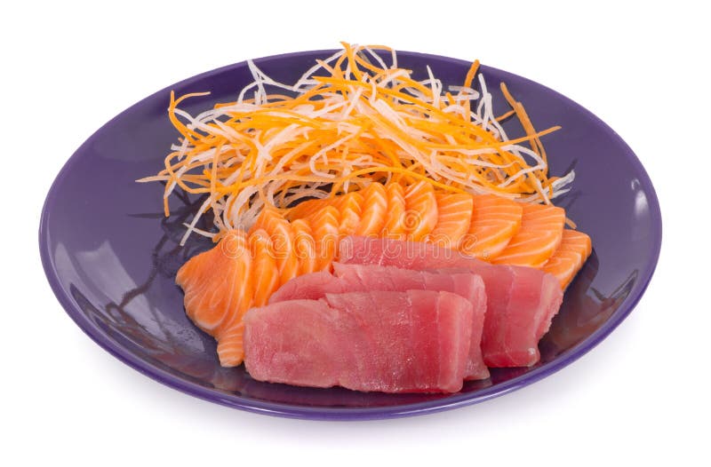 Various Japanese Raw Fish Sashimi , Salmon Tuna Stock Photo - Image of ...