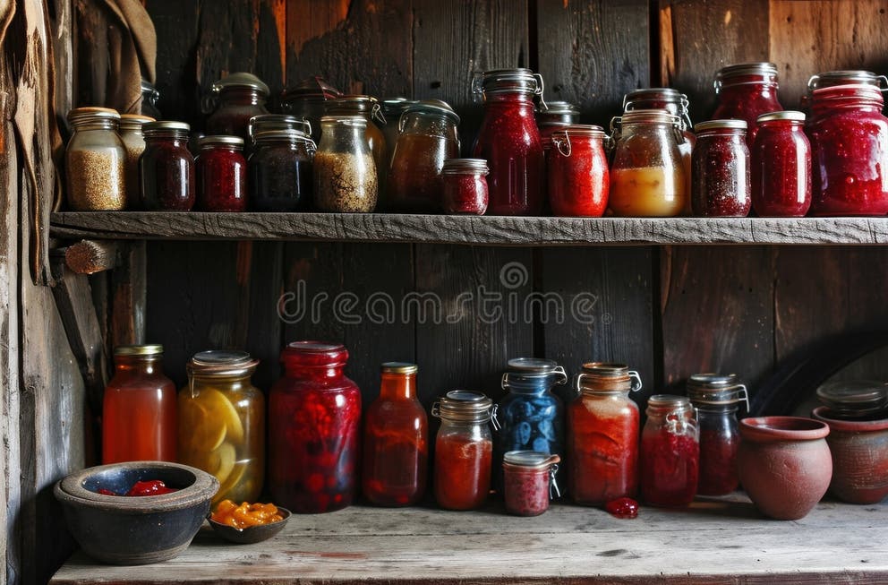 Various Jars of Different Types of Jam are on the Shelf Stock Image ...
