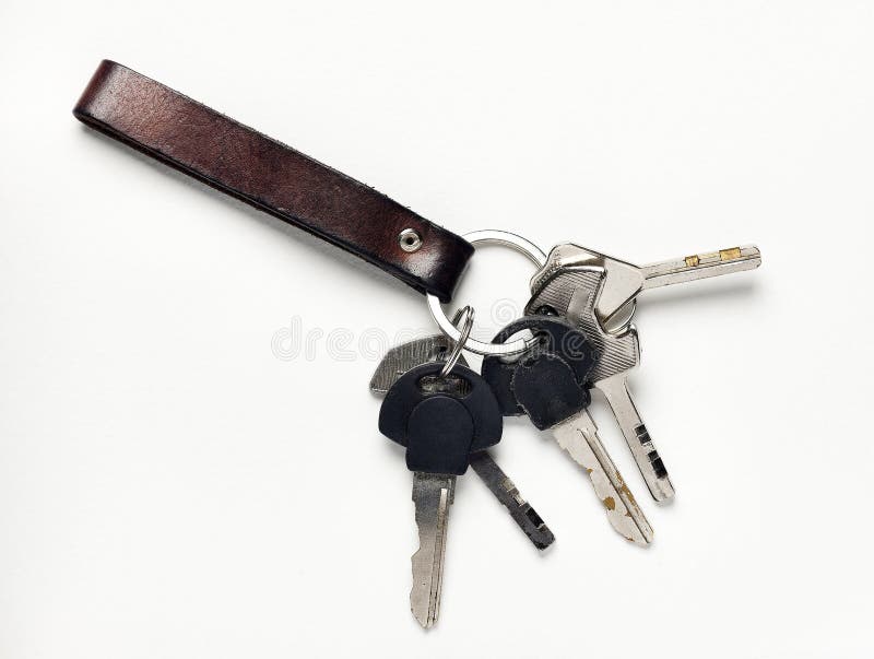 Leather Keychain on White Marble Table, Top View Stock Image - Image of ...