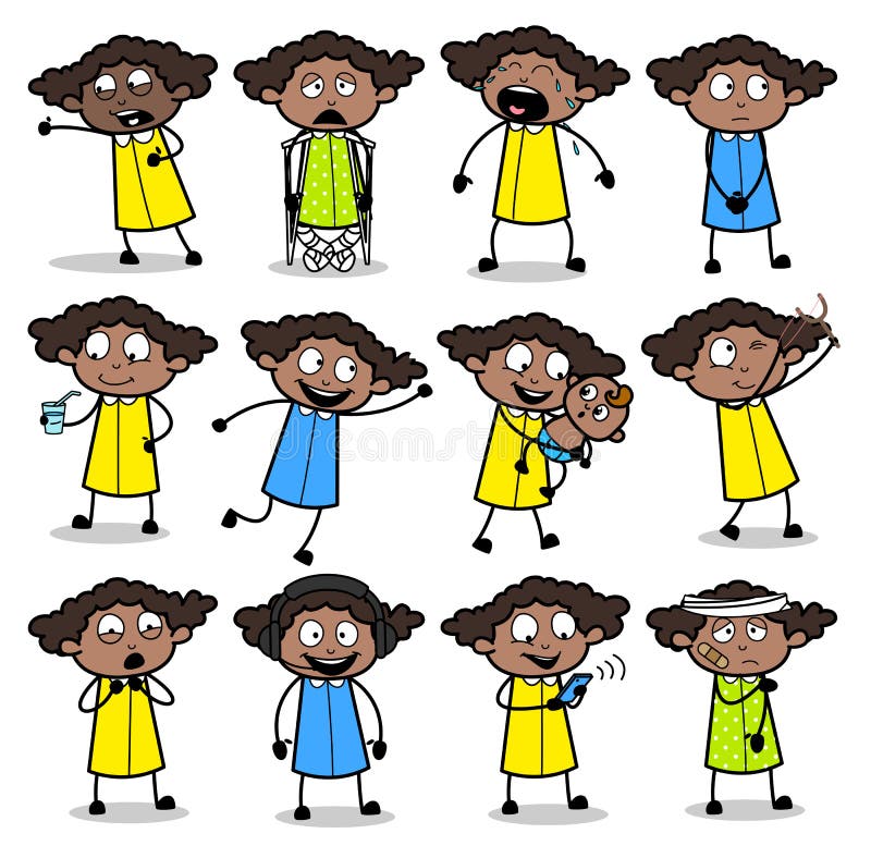 Various Kind of Office Lady Poses - Set of Comic Concepts Vector ...