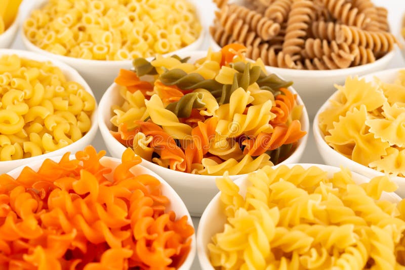 Various kind of pasta stock image. Image of farfalle - 186094491