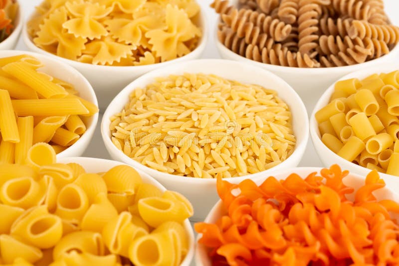Various kind of pasta stock photo. Image of orange, fresh - 187657178