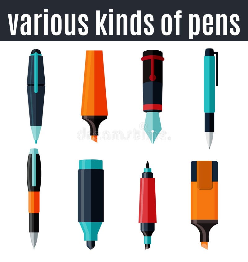 Various kind pen stock illustration. Illustration of fountain - 94773684