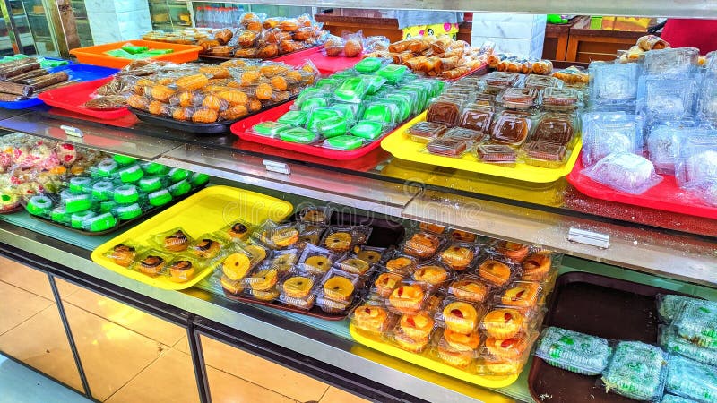 Various Kinds of Cakes in the Display Case Stock Image - Image of ...