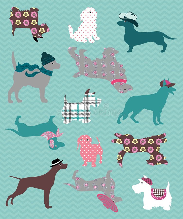 Various Kinds of Dogs with Patterns Stock Vector - Illustration of ...