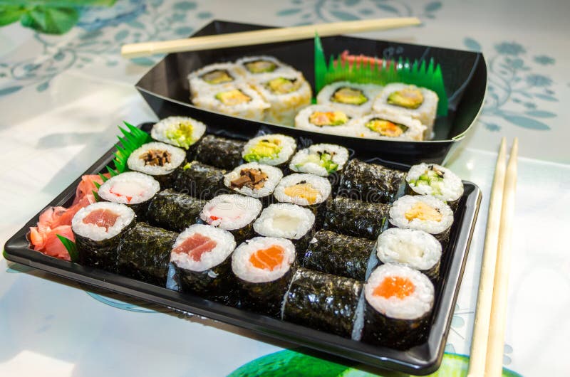 Various Kinds of Fresh Sushi Stock Image - Image of nigiri, ginger ...