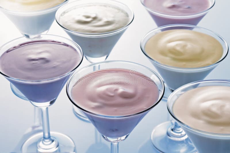 Various Kinds of Fresh Yogurt on Glass Stock Photo - Image of healthy ...