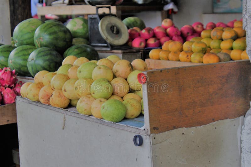 Various Kinds of Fruit at the Fruit Seller Stock Image - Image of ...