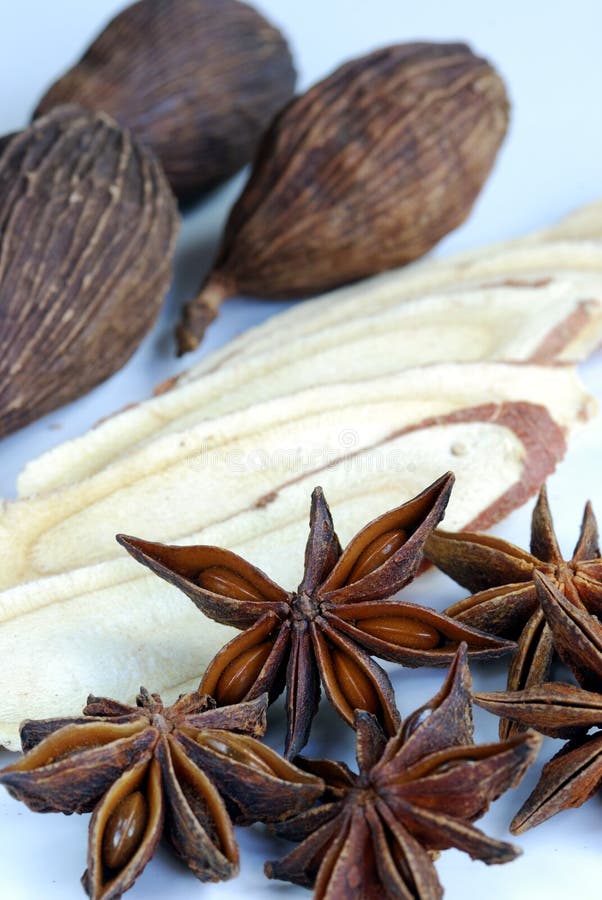 Various Kinds of Herbal Spices Like Anise Stars Stock Photo - Image of ...