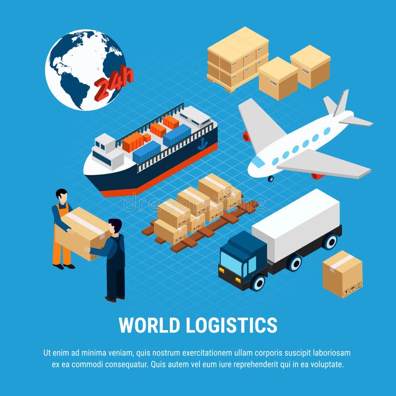 Logistics Isometric Set stock vector. Illustration of decorative ...