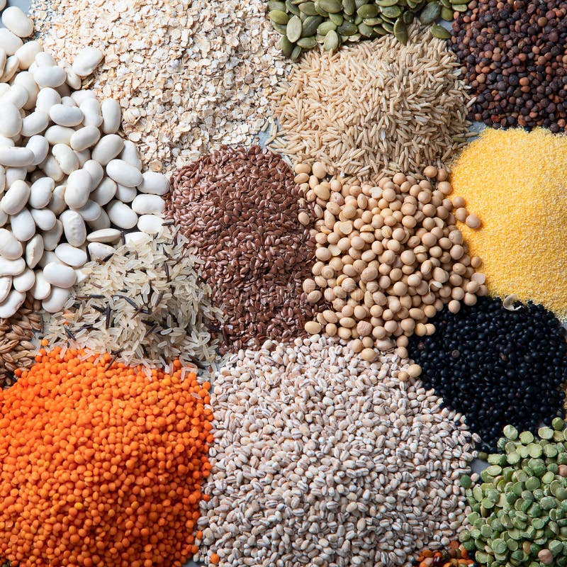 Various Kinds of Natural Grains Stock Photo - Image of cereal ...