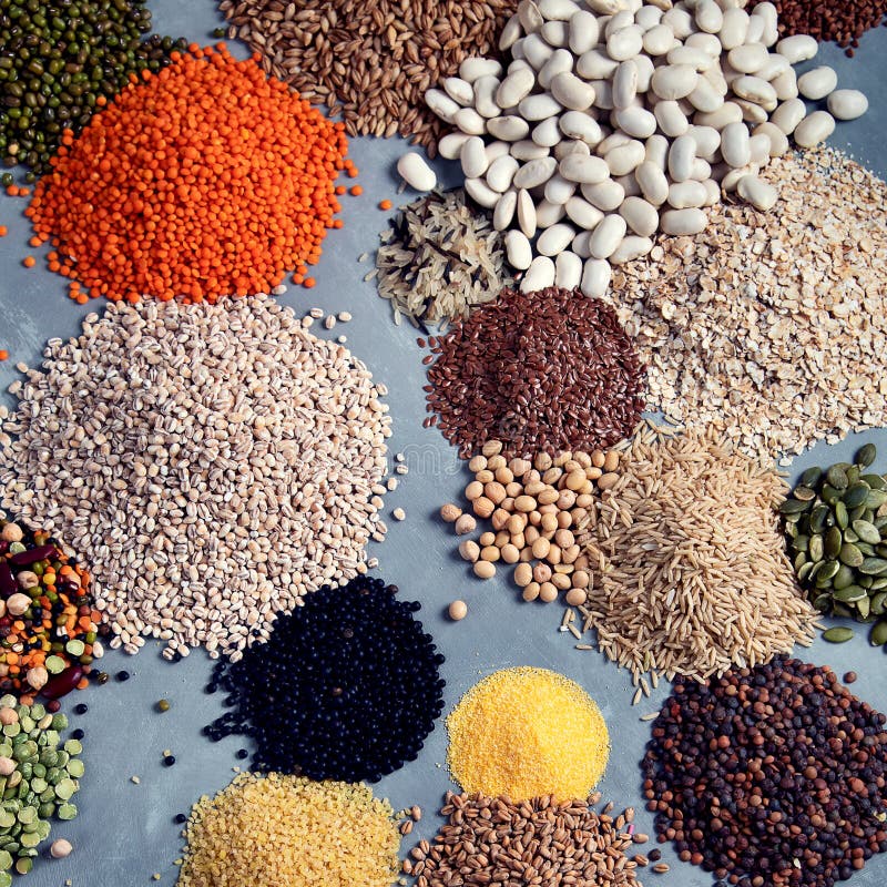 Various Kinds of Natural Grains Stock Photo - Image of grain, oatmeal ...