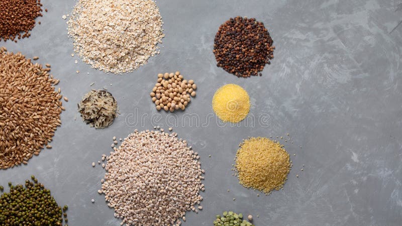 Various Kinds of Natural Grains Stock Photo - Image of meal, cereal ...