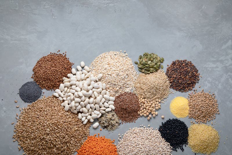 Various Kinds of Natural Grains Stock Image - Image of food ...