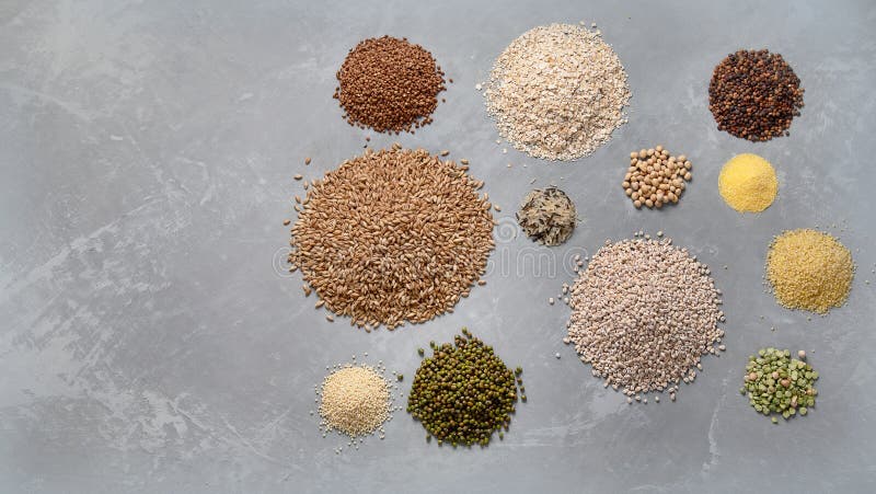 Various Kinds of Natural Grains Stock Photo - Image of fiber, food ...