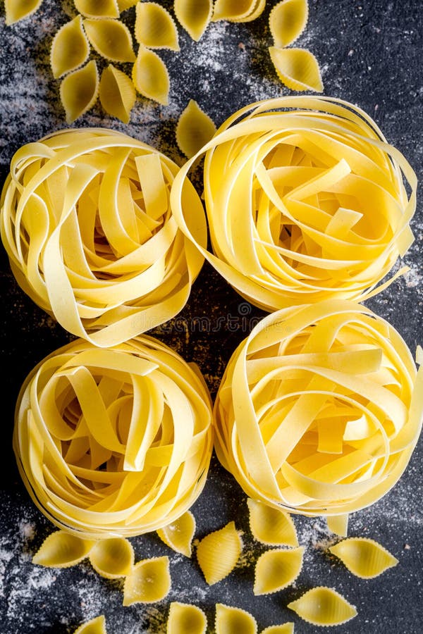 Various Kinds of Paste on Dark Background Top View Stock Image - Image ...