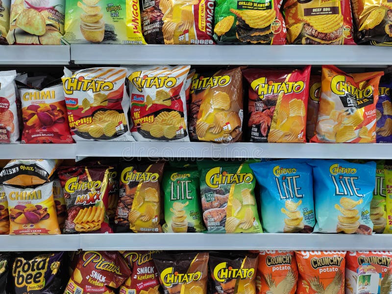 Various Kinds of Processed Potato Snacks in the Mini Market Editorial ...