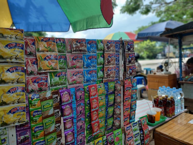 Various Kinds of Sachet Packaged Drinks are Sold on the Roadside ...