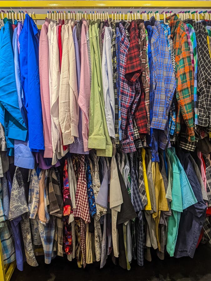 Various Kinds of Shirts Hang on the Rack Stock Photo - Image of ...