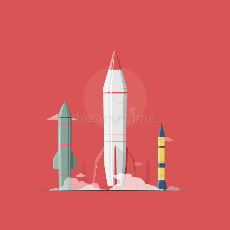 Various Kinds of Space Rockets from Large To Small Stock Illustration ...