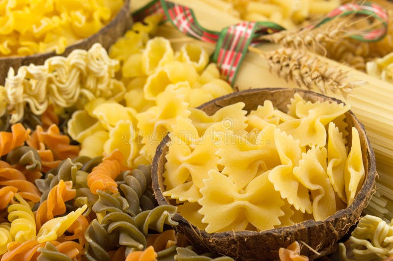 Various Kinds of Uncooked Pasta Stock Photo - Image of kitchen, italian ...