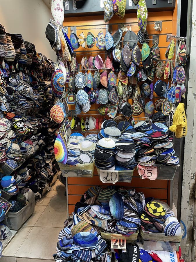 Various Kippas Sold at a Kippa Store in Jerusalem, Israel Editorial ...