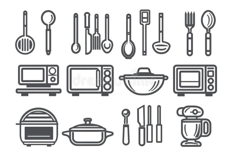 Various Kitchen Tools and Devices on a Table or Countertop Stock Photo ...